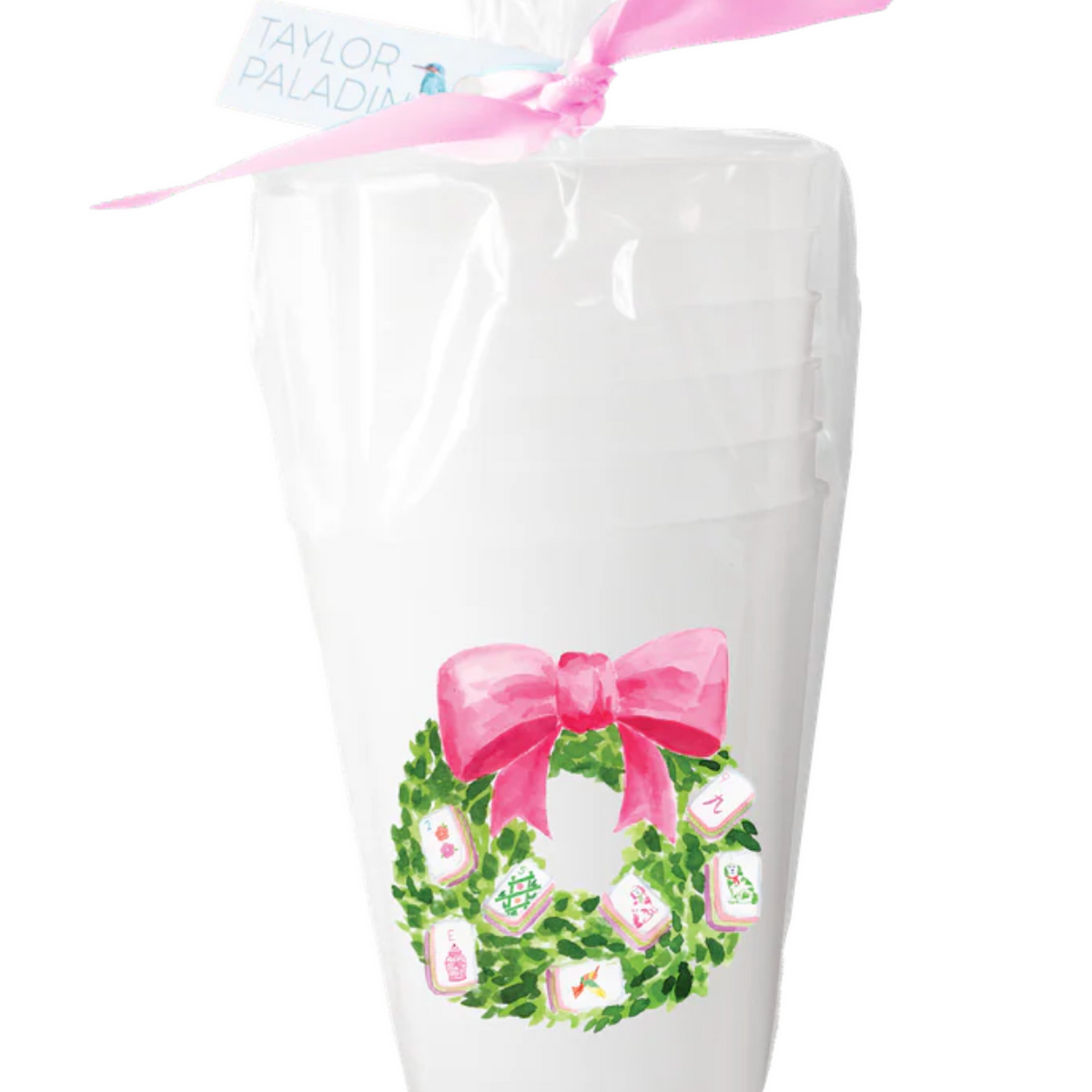 Mahjong Wreath Frosted Cup – Papillon Parties and Gifts